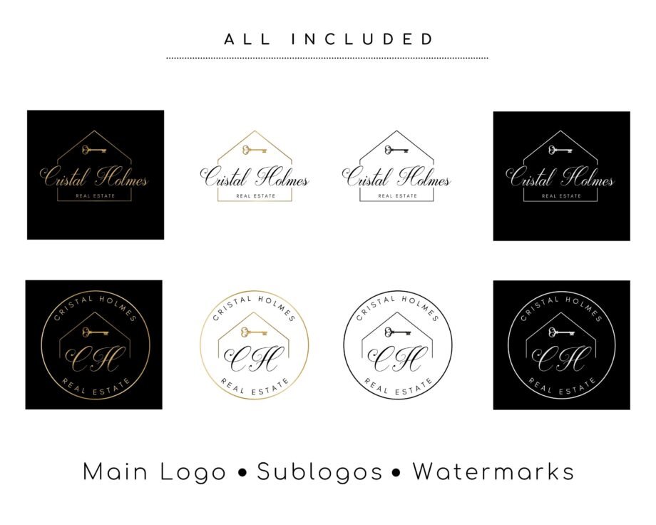 Premade Logo for Real Estate Agents – ALL DESIGNS INCLUDED: Gold ...