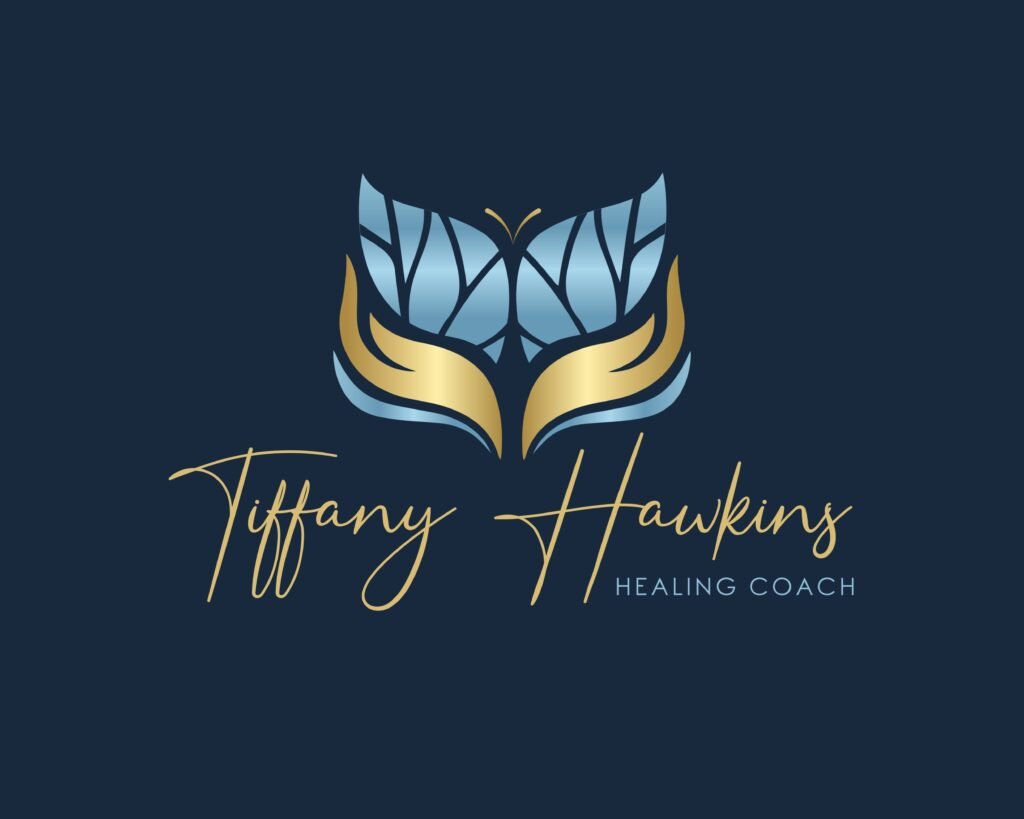 Premade Logo, Custom Wellness Logo. Healing Butterfly Blue and Gold ...