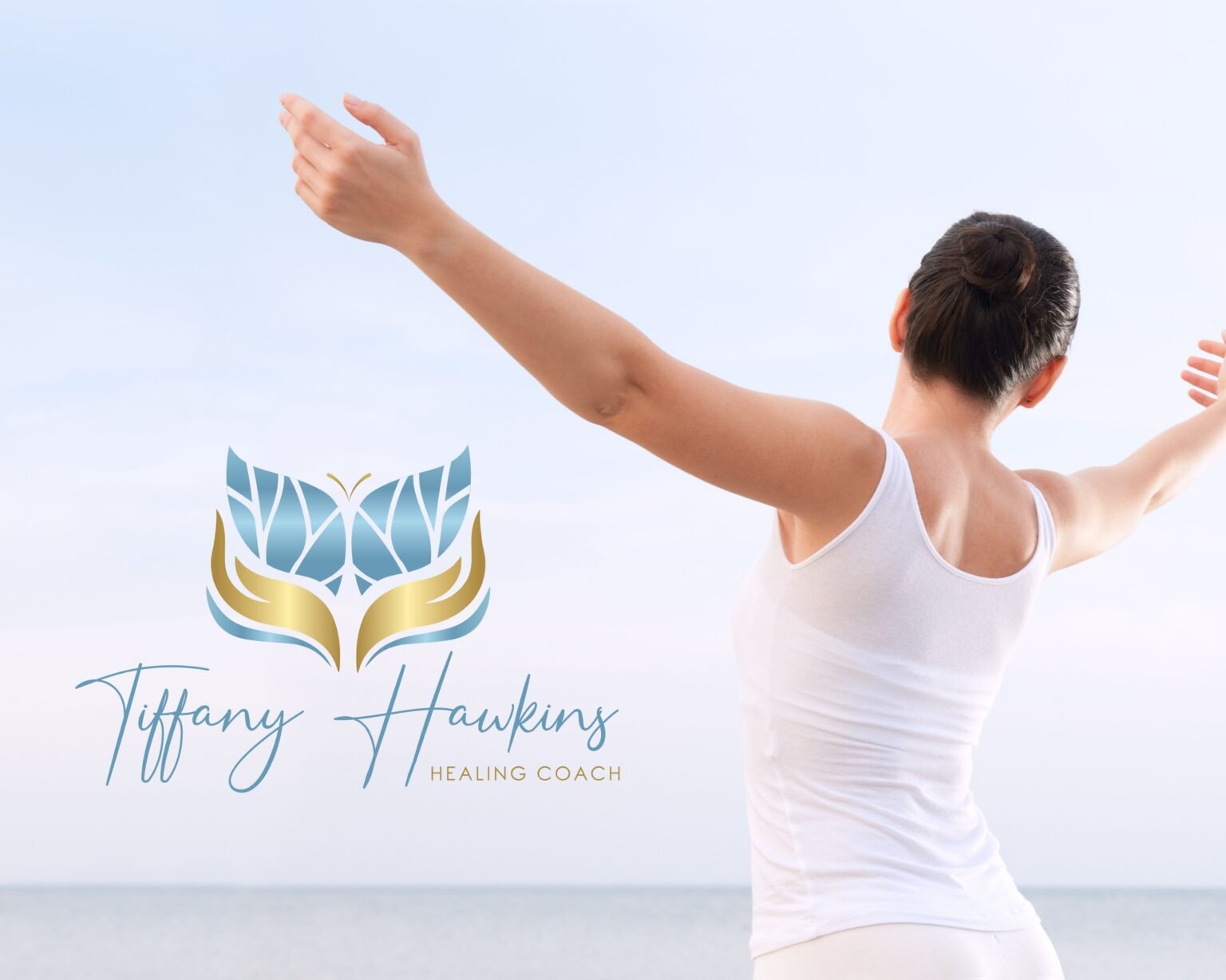 Premade Logo, Custom Wellness Logo. Healing Butterfly Blue and Gold ...