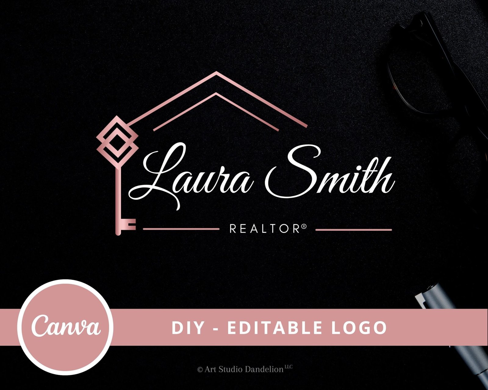 Editable Real Estate Logo, DIY Logo Template on Canva, Blue and Silver ...