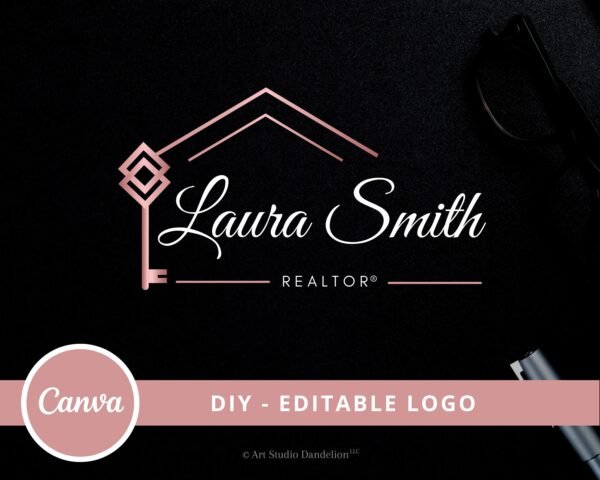 DIY Rose Gold Realtor Logo – Premade Editable Real Estate Template ...